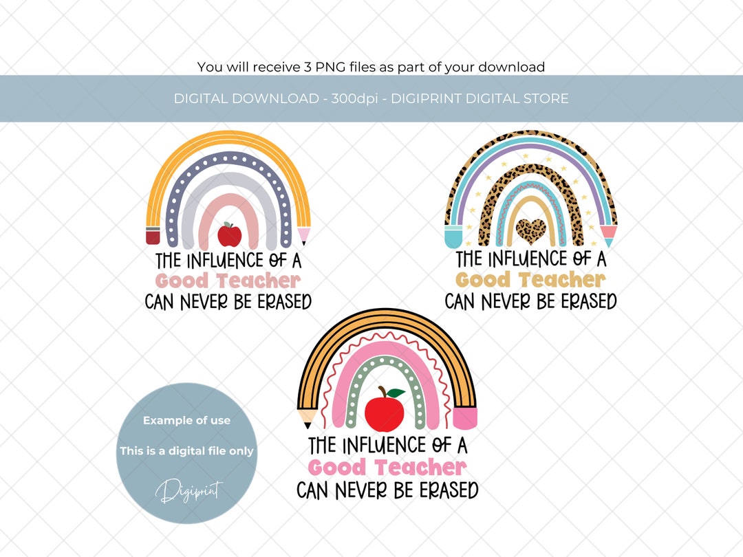 Teacher Thankyou Appreciation Rainbow Digital Download Graphic PNG File ...