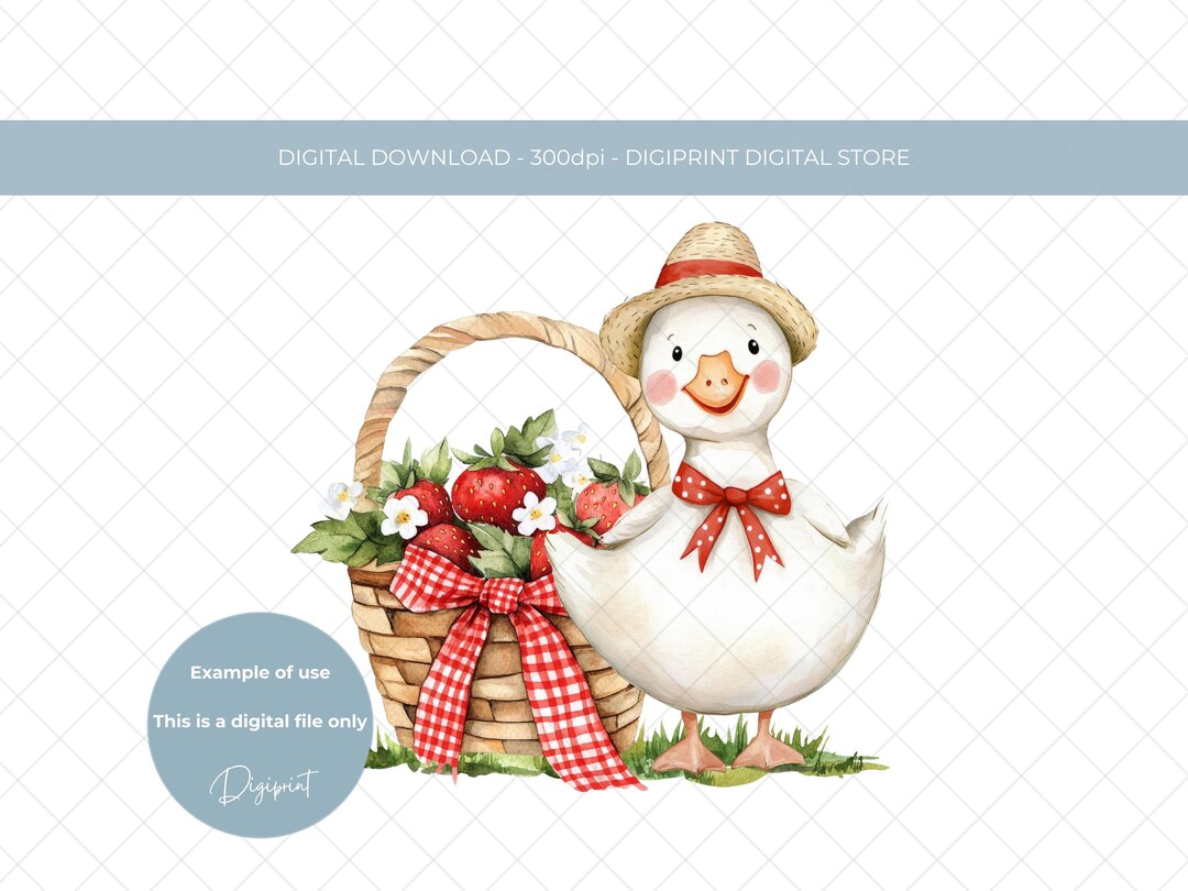 Strawberry Silly Goose Digital Transparent PNG Clipart, Goose ...