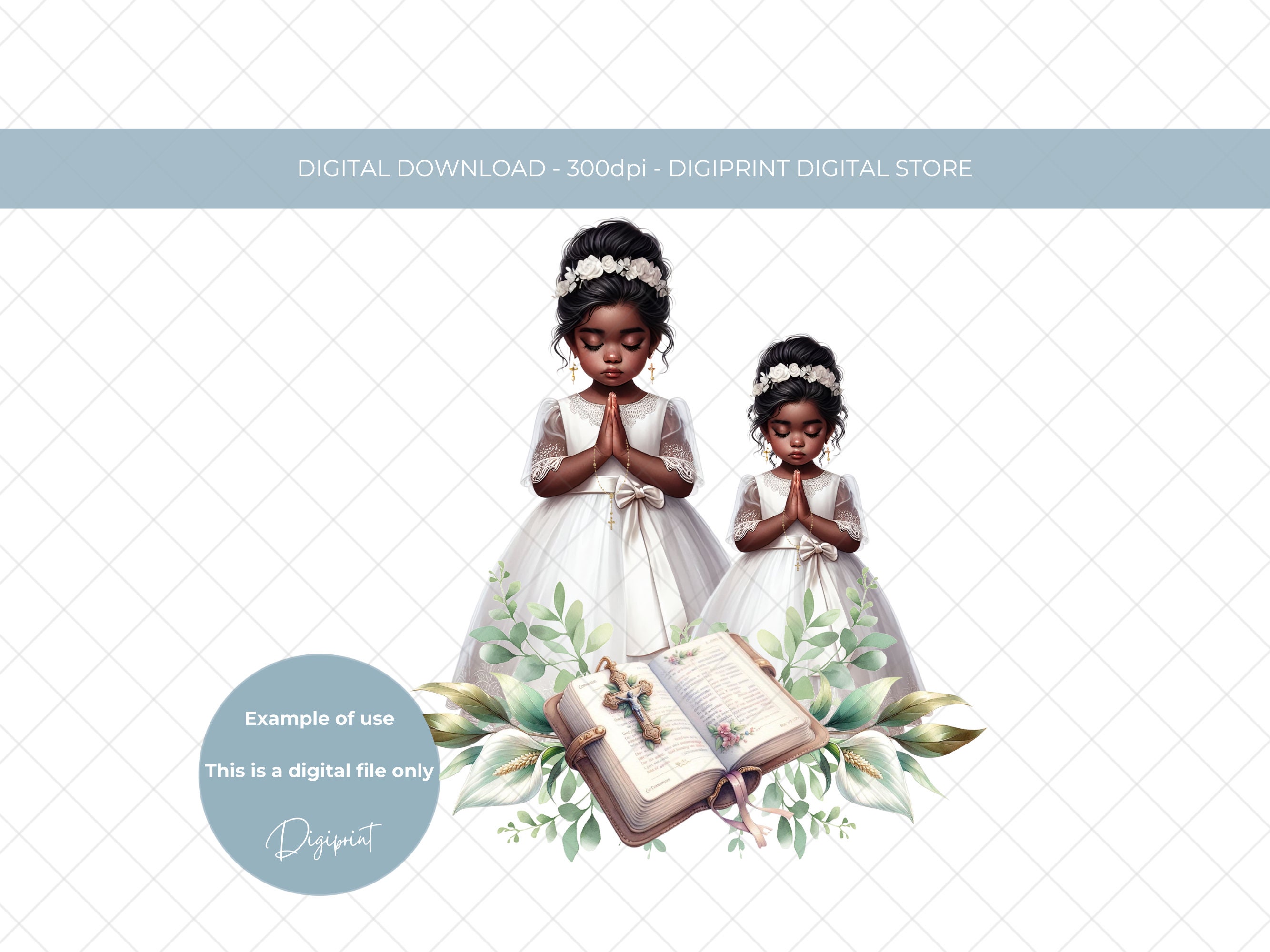 First Holy Communion PNG, Girls of Colour First Holy Communion Image ...