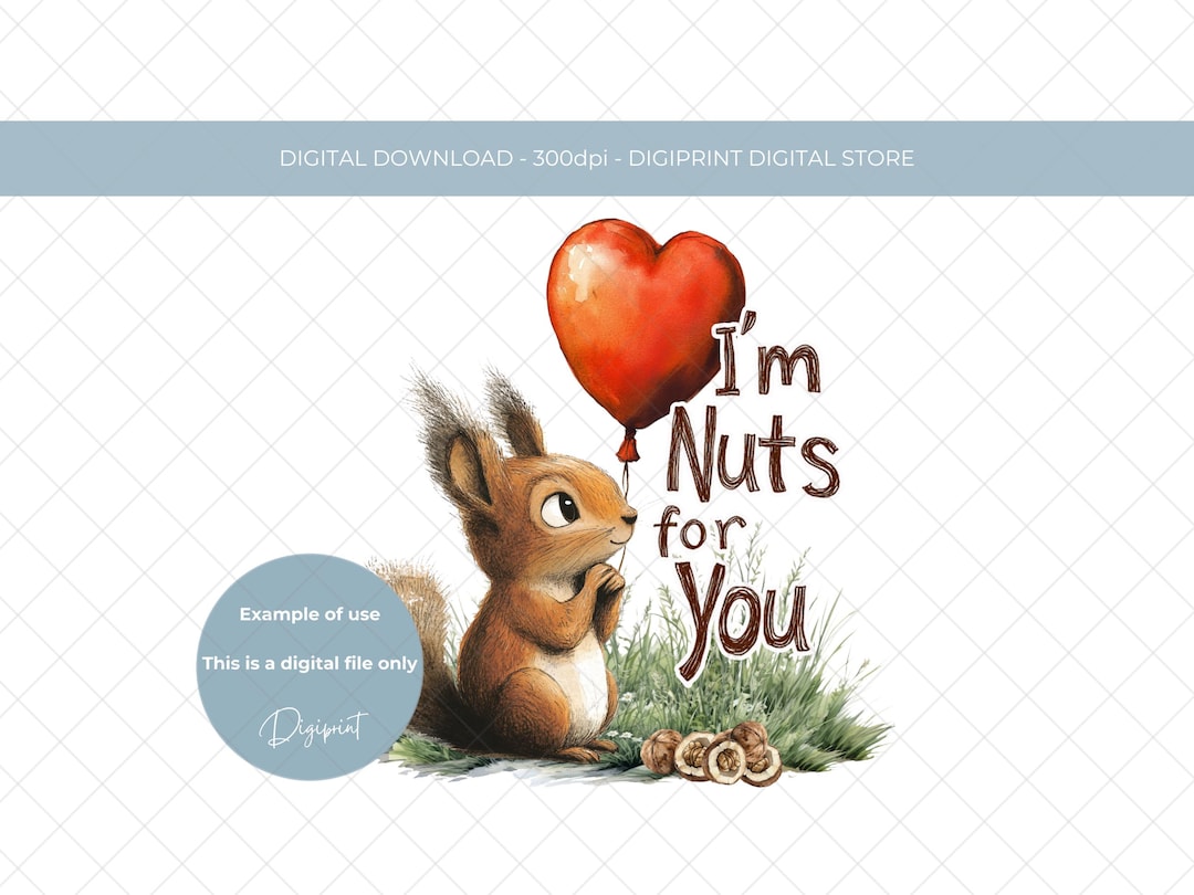 Valentines I'm Nuts for You Valentine PNG Clipart Digital Graphic, Cute ...