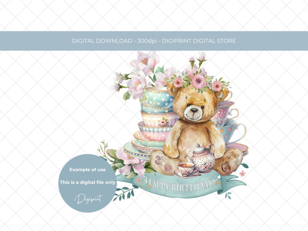 Teddy Bear Picnic High Tea Party Digital Image Transfer PNG for ...