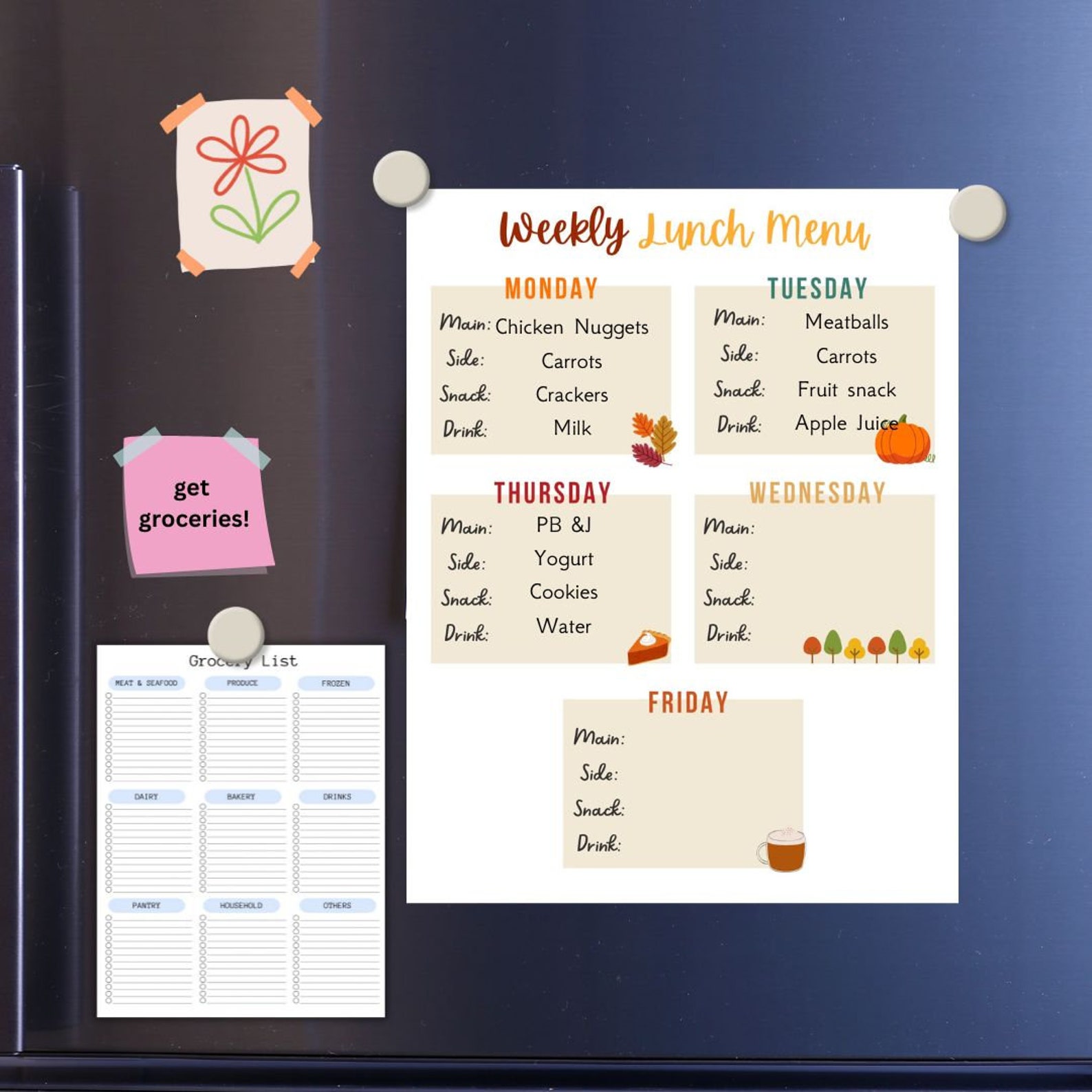 School Lunch Menu, School Lunch Planner, Printable Kids Lunch Menu ...