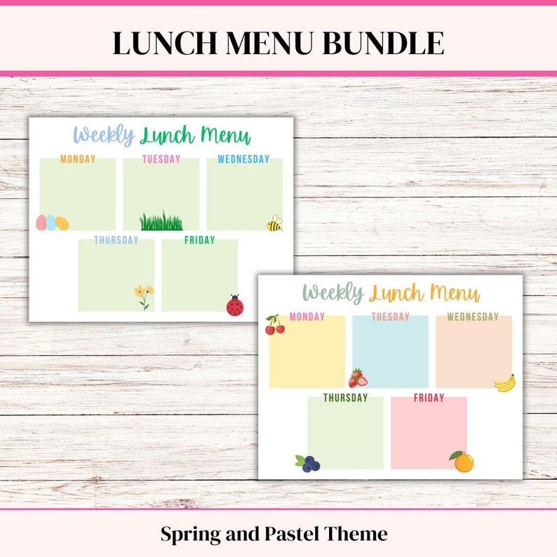 School Lunch Planner, School Lunch Menu, Printable Kids Lunch Menu ...