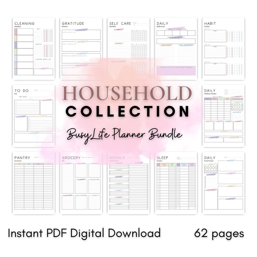 Household Planner, Printable Planner Bundle, Cleaning Checklist ...