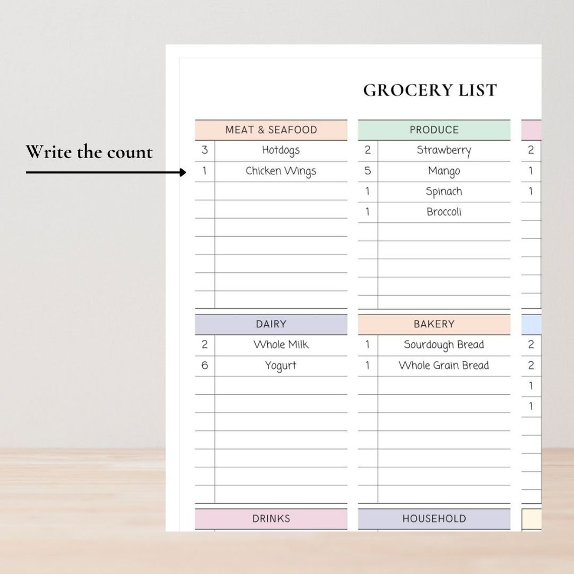 Grocery List Template, Grocery List Planner, Grocery List Printable ...