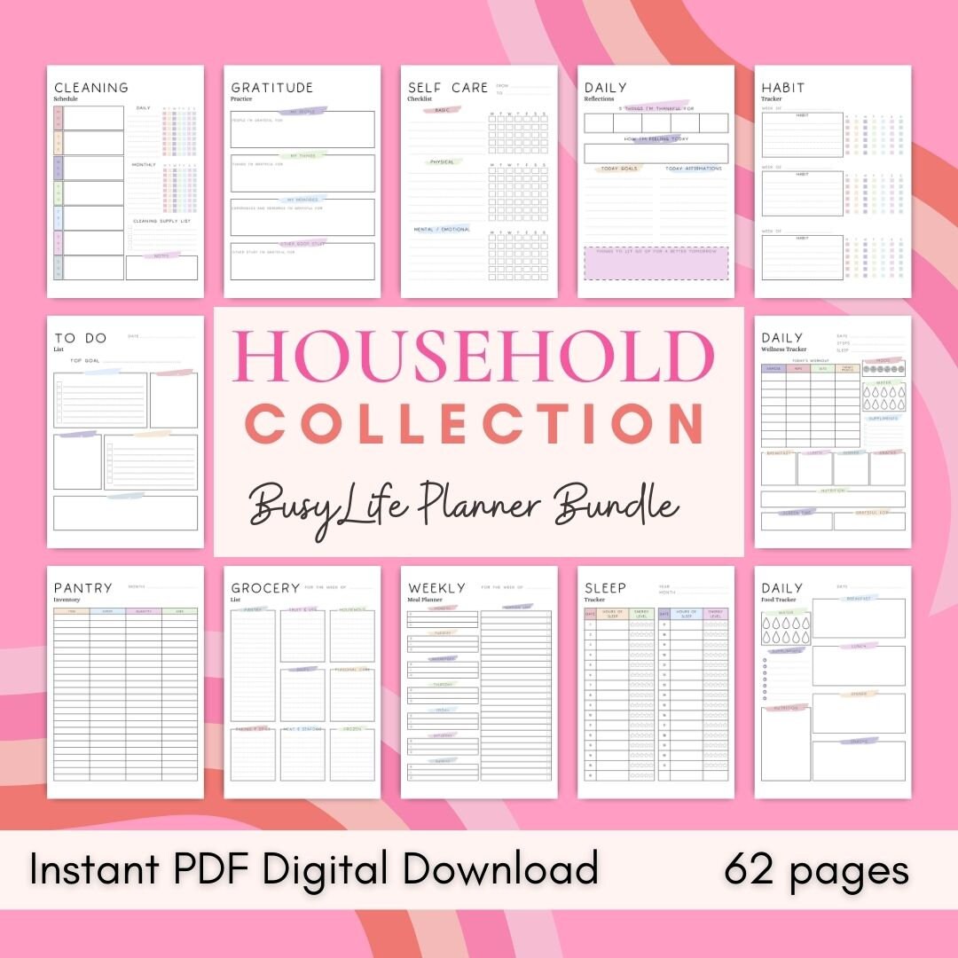 Household Planner, Printable Planner Bundle, Cleaning Checklist ...