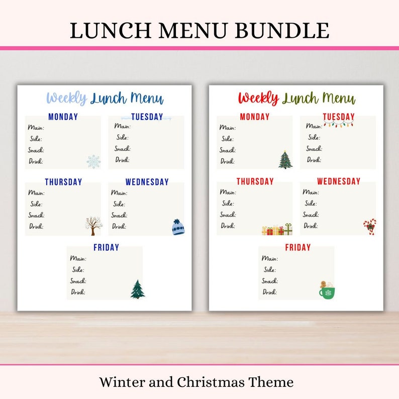 School Lunch Menu, School Lunch Planner, Printable Kids Lunch Menu ...