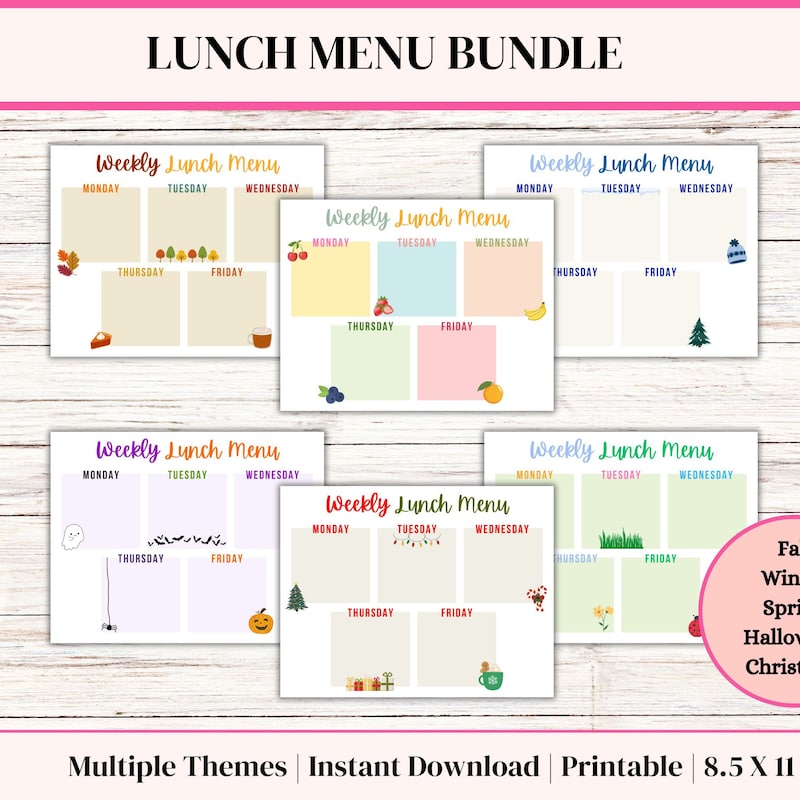 Weekly Menu Planner - Etsy