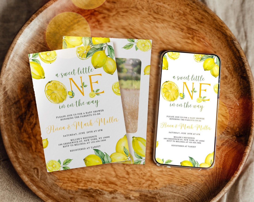 Lemon Baby Shower Invitation With Photo, Citrus Baby Shower Invitation ...