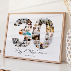 30th Birthday Photo Collage Template: Editable Number Design (digital ...