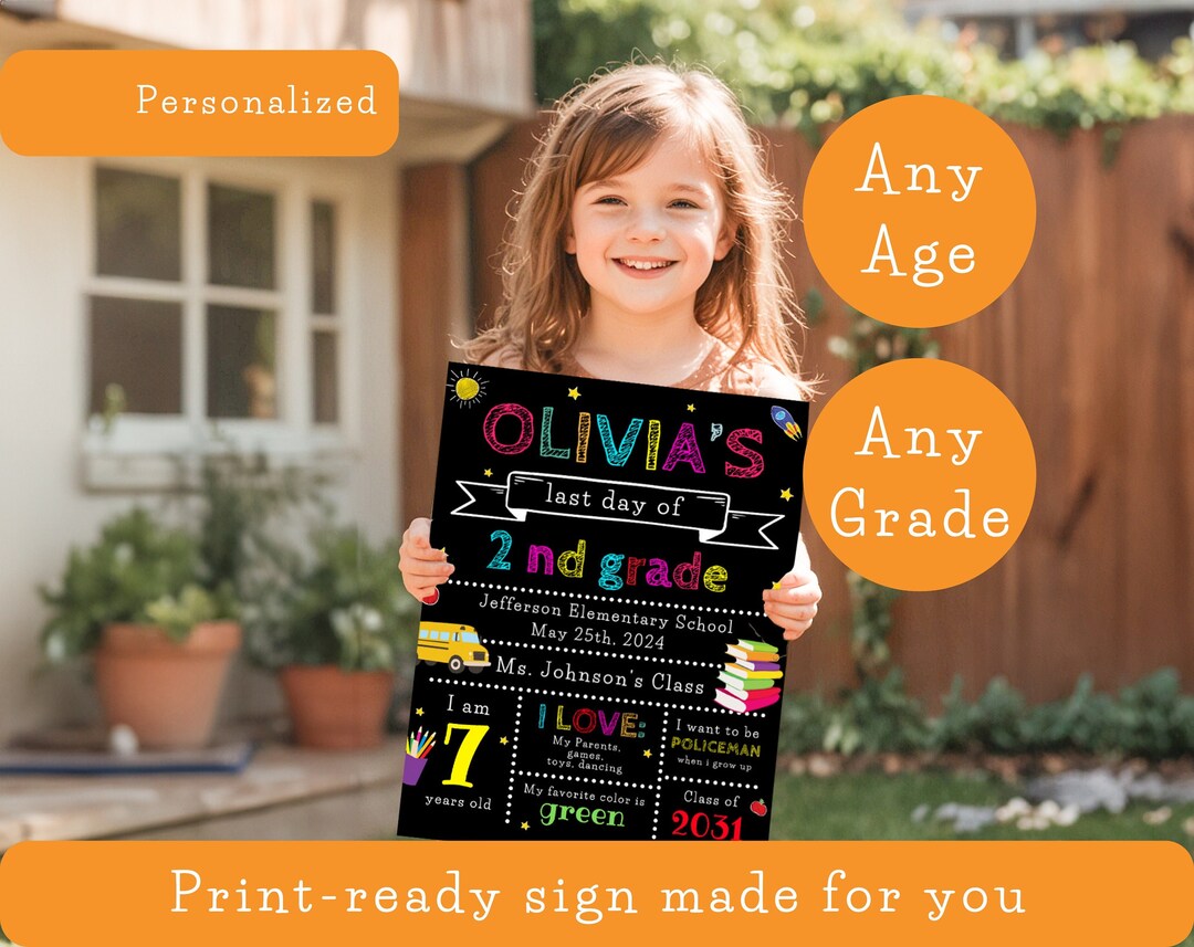 Editable Back to School Sign, Printable First Day of School Sign, First ...