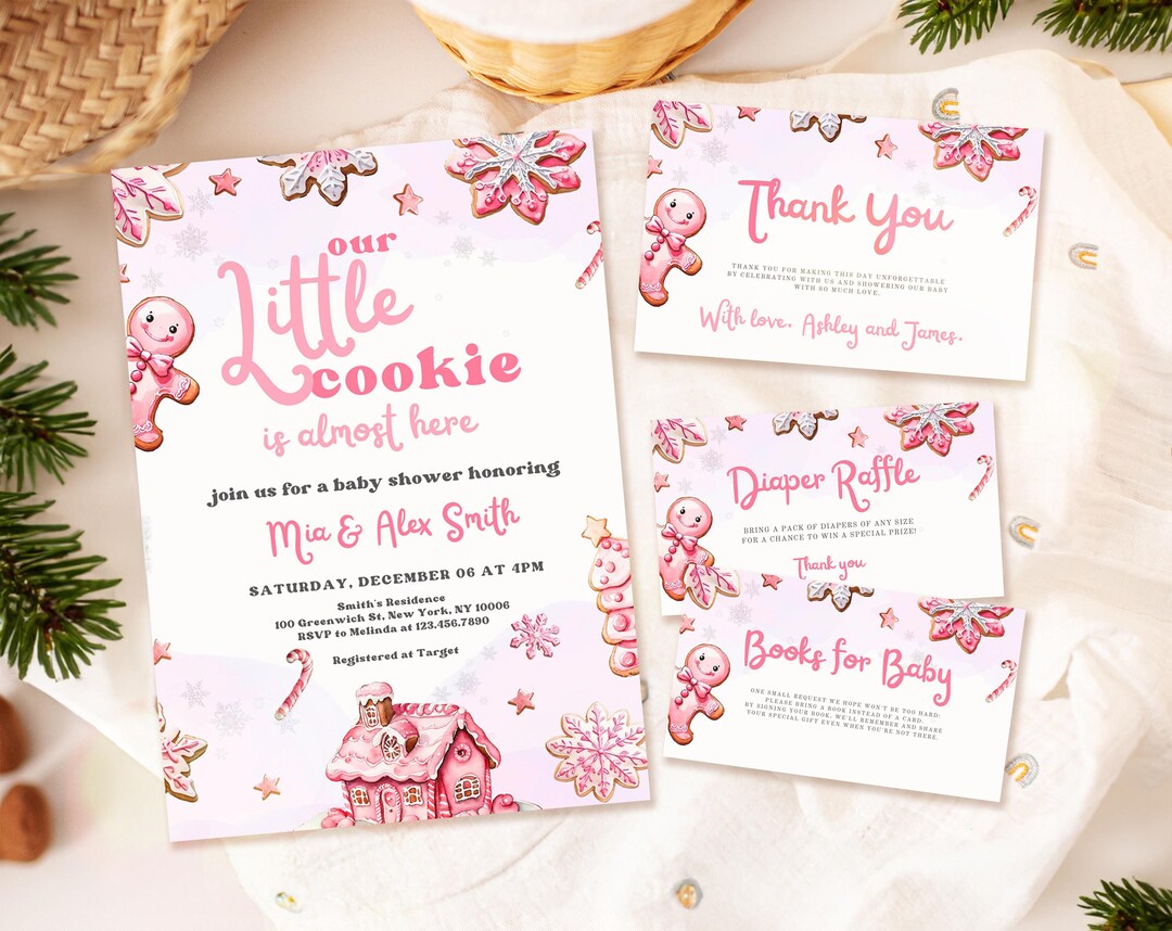 Editable Gingerbread Baby Shower Invitations Bundle Christmas - Etsy