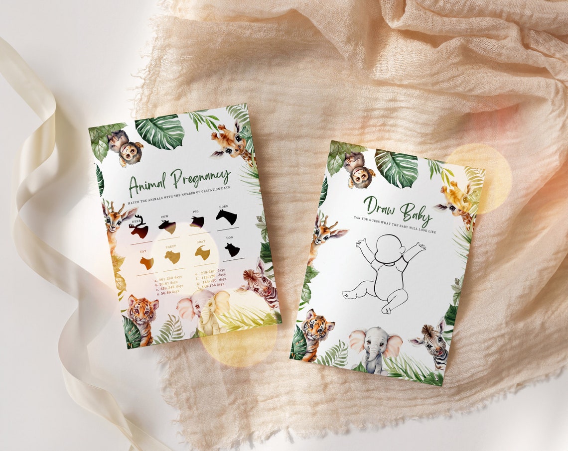 Safari Animals Baby Shower Games Safari Bundle Jungle Baby - Etsy Canada