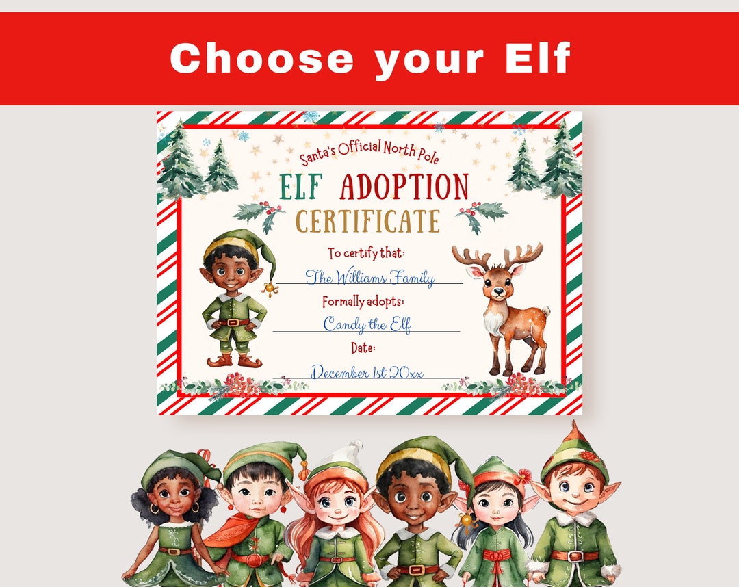 Editable Elf Adoption Certificate, Printable Elf Adoption, Elf Arrival ...