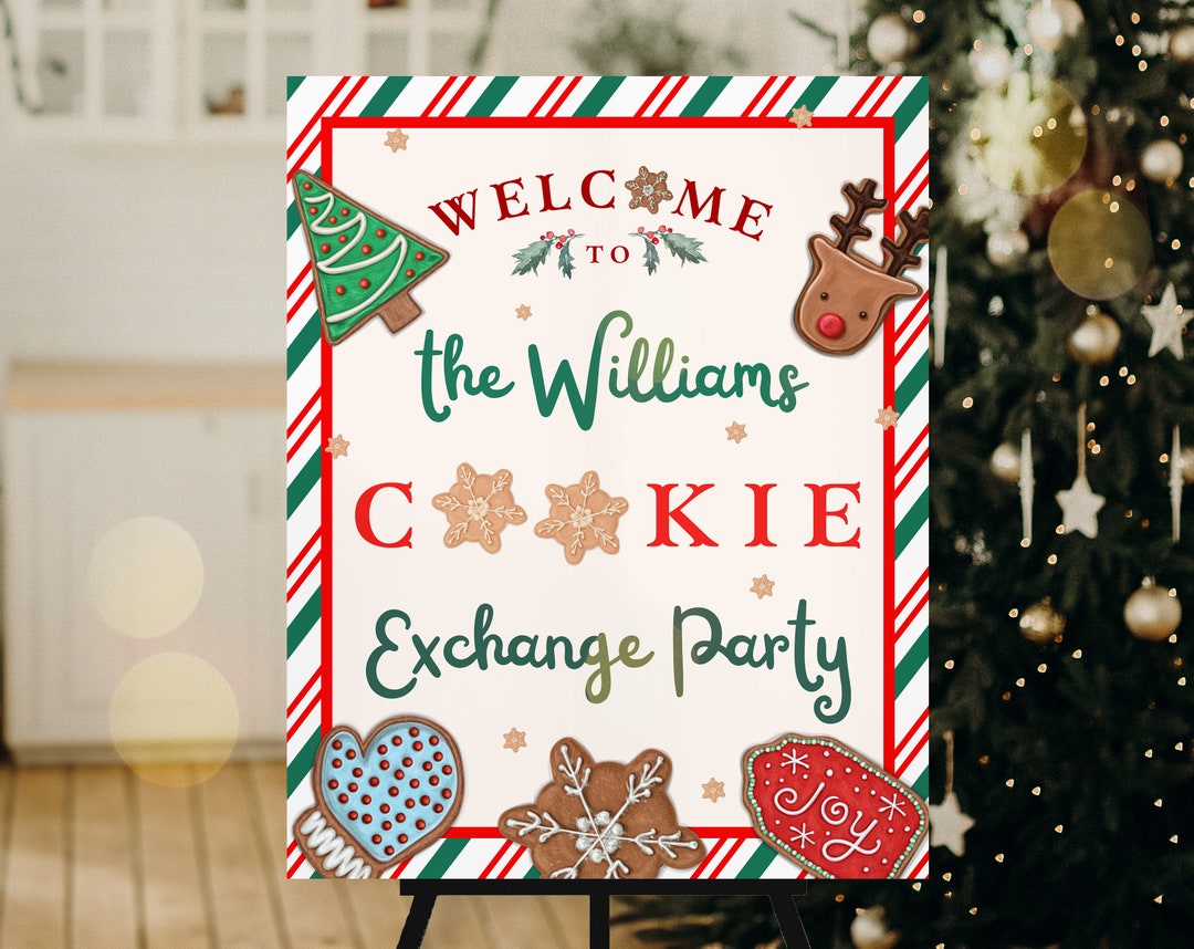 Editable Christmas Cookie Exchange Party Welcome Sign - Etsy