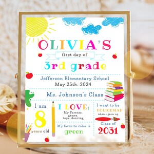 Editable Back to School, First Day of School Sign Printable, 1st Day ...