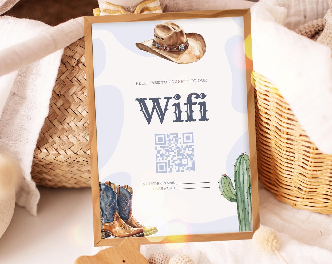 Cowboy Baby Shower Wifi Sign: Western QR Code (canva Template) - Etsy