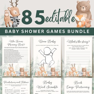 Woodland Animals Baby Shower Games, Editable Woodland Nursery Baby ...