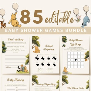 Editable Winnie the Pooh Baby Shower Games Bundle (digital Download) - Etsy