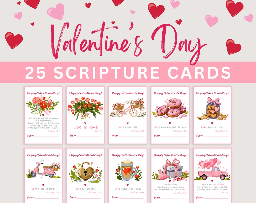 Christian Valentine's Day Scripture Cards, 25 Scripture Cards for Kids ...