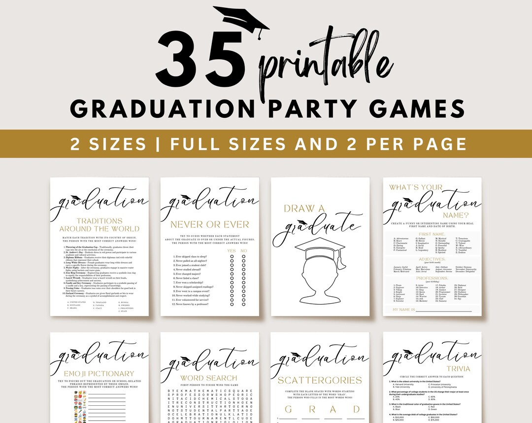 2025 Graduation Games Bundle, Minimalist Graduation Games, Graduation ...