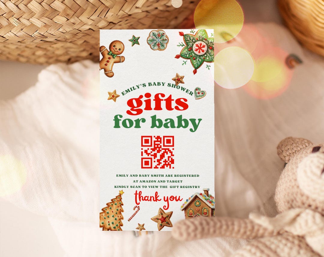 Gingerbread Baby Shower QR Code Sign: Editable Tags (digital Download ...