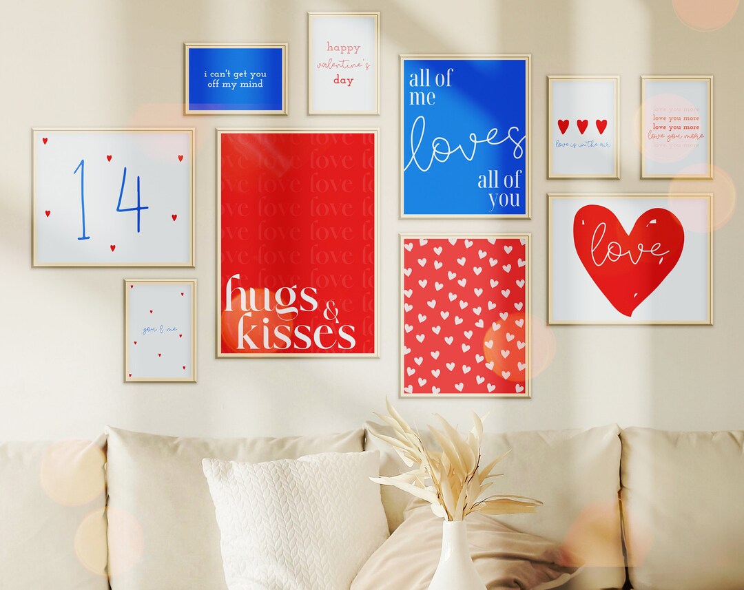 Modern Valentines Gallery Wall Set, Valentines Day Wall Art, Valentines ...