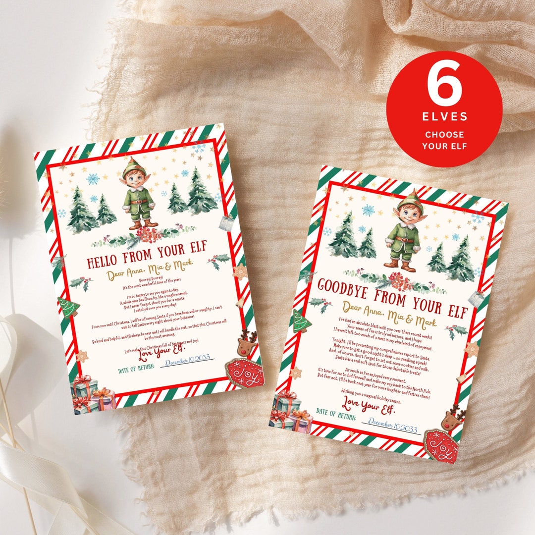 Editable Elf Hello Letter Elf Goodbye Letter, Elf Return Letter, Elf ...