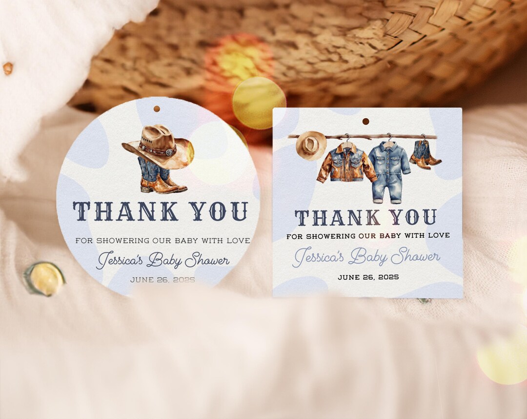 Cowboy Baby Shower Favor Tags: Western Theme (canva Template) - Etsy