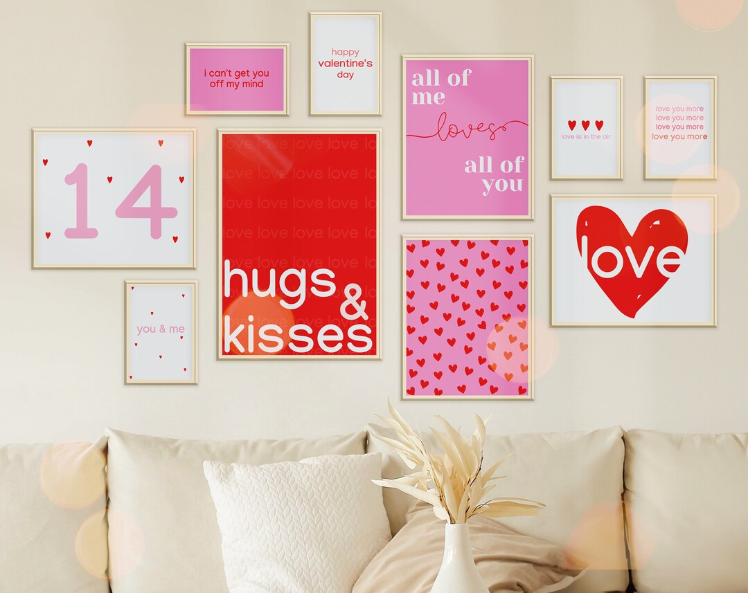 Modern Valentines Day Wall Art Set, Valentines Day Digital Prints ...