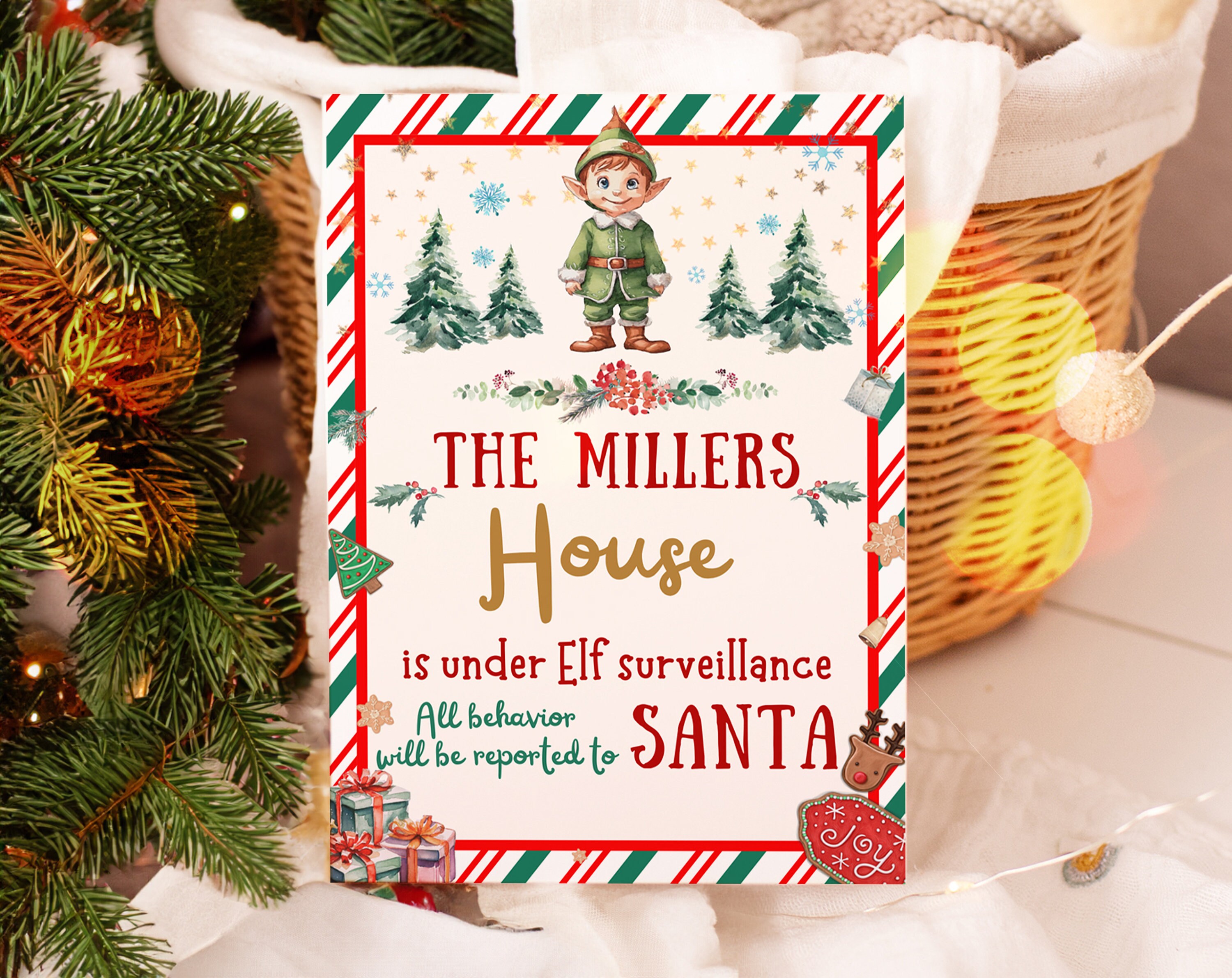 Editable Elf Surveillance Sign Elf Cam Sign Elves Are - Etsy