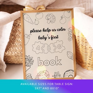 ABC Baby Shower Coloring Book, Personalized Alphabet Coloring Book Baby ...