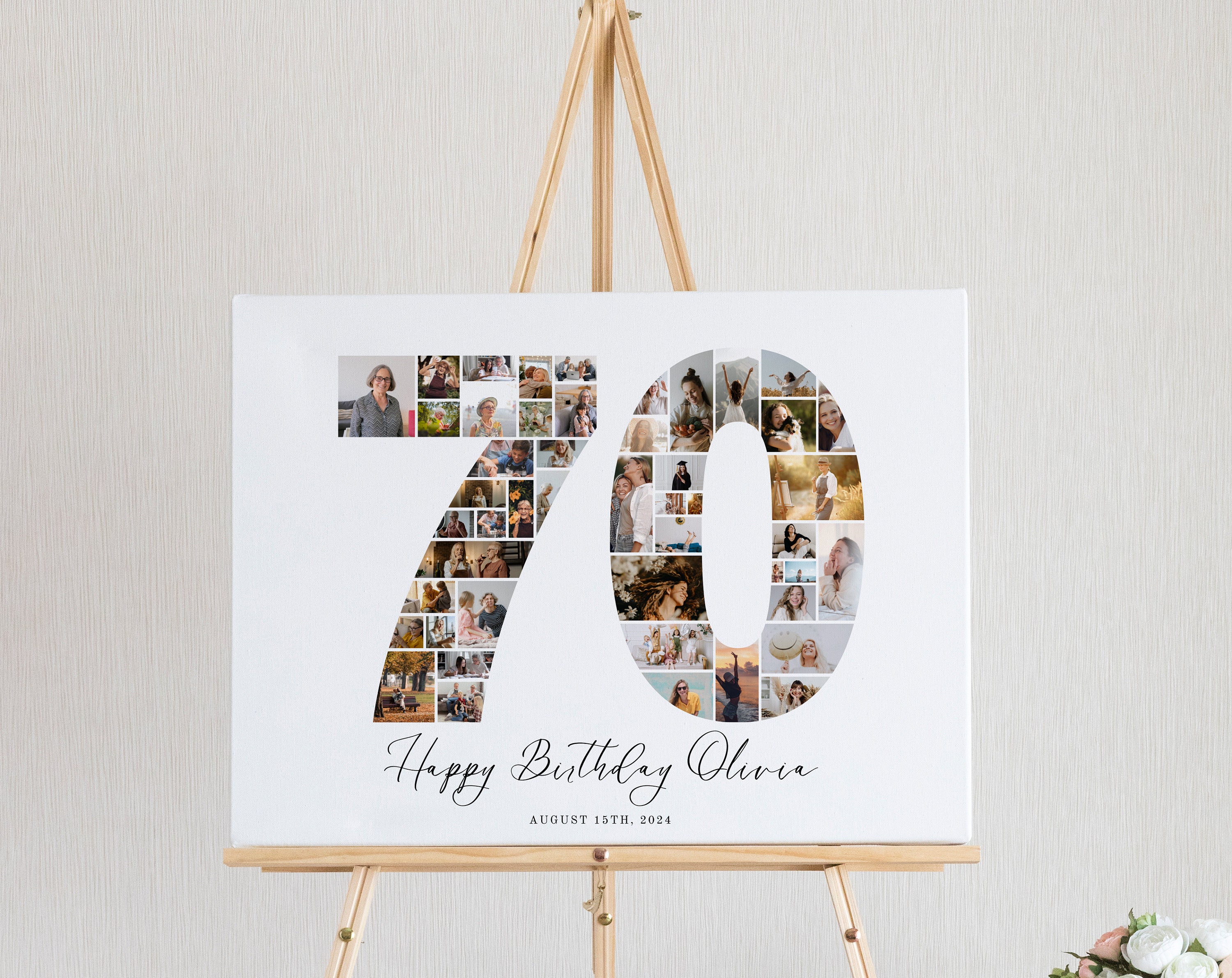 70th Birthday Gift Editable Photo Collage, Custom Photo Poster, 70th ...