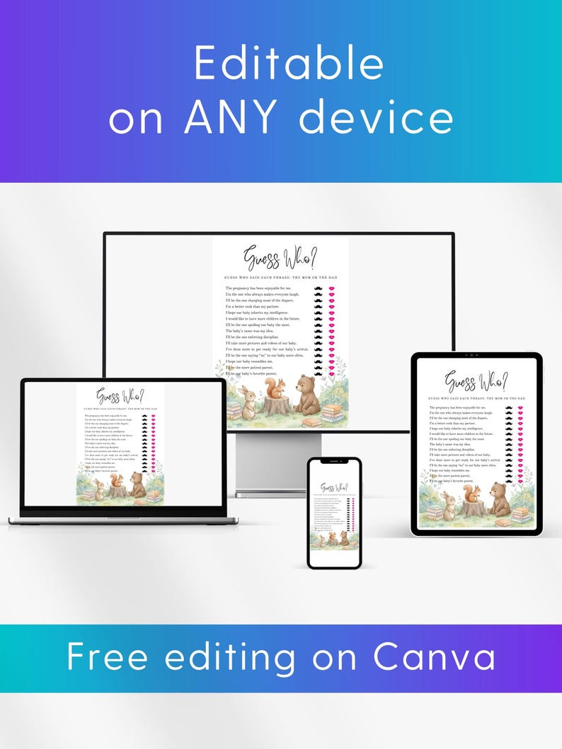Storybook Baby Shower Games and Signs Bundle, Editable Canva Templates ...