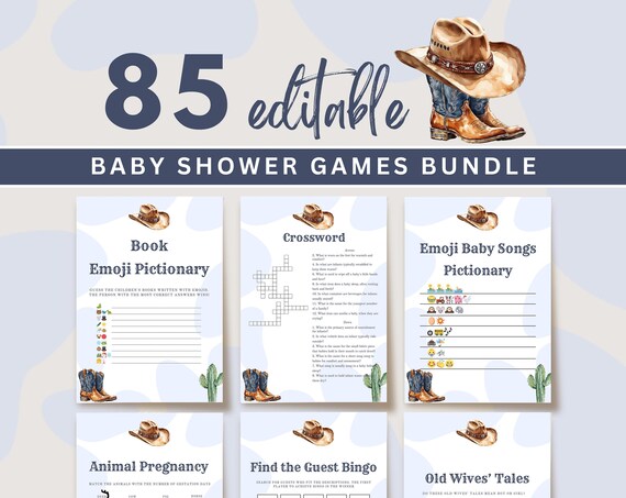 Juegos Imprimibles Para Baby Shower De Temática Occidental