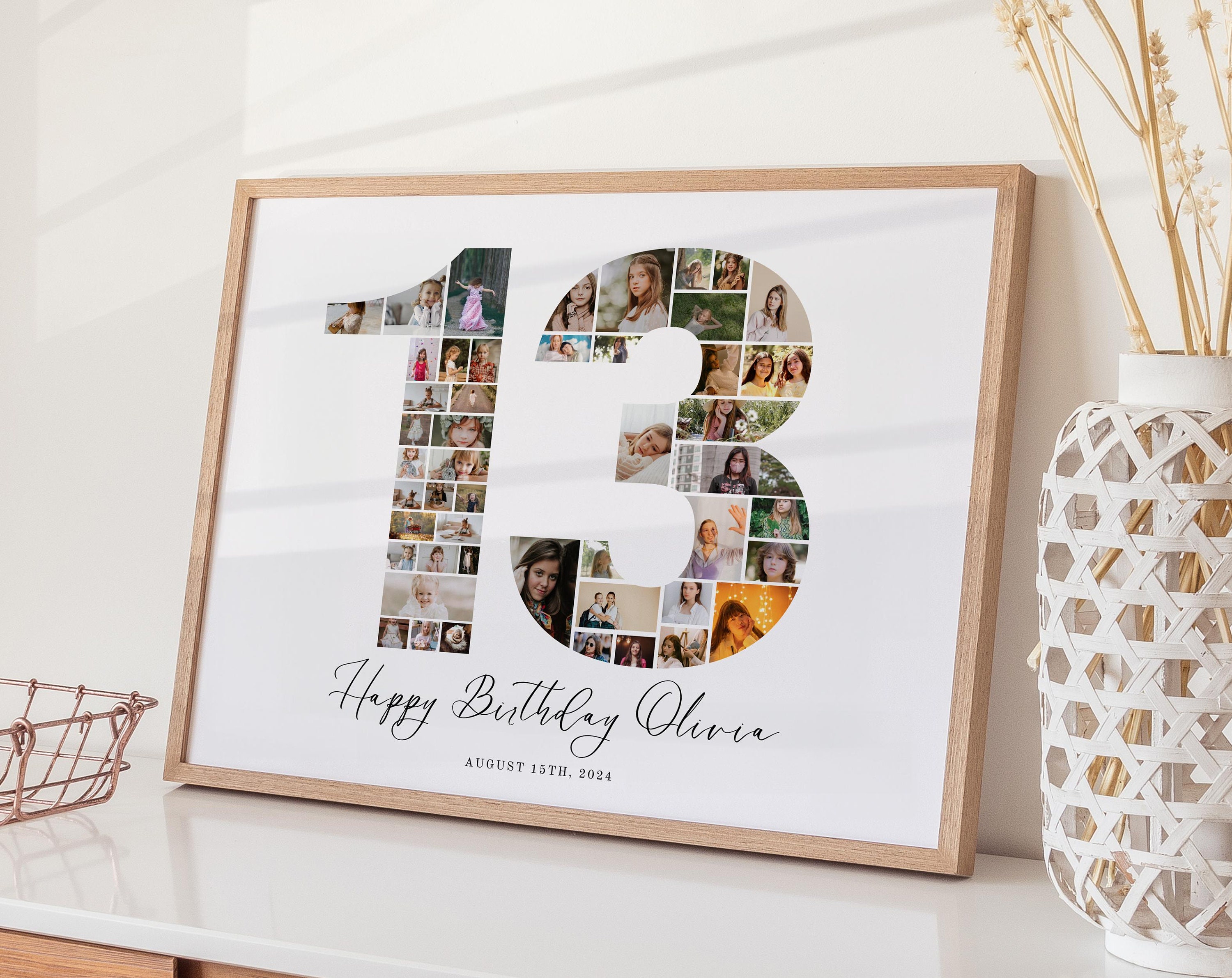 Editable 13th Birthday Photo Collage Poster: Canva Template (digital ...