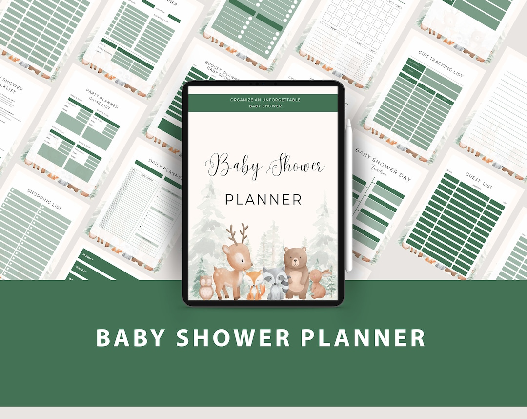 Woodland Baby Shower Planner: Editable Checklist, Canva Template ...