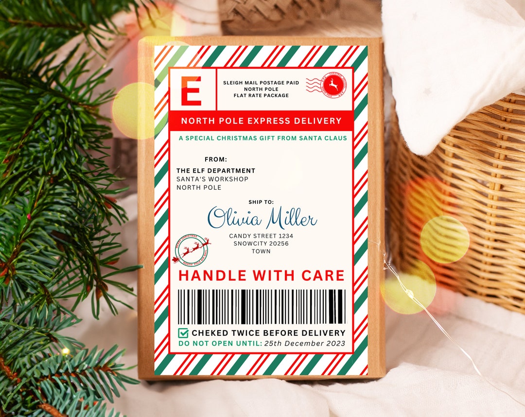 Editable Elf Shipping Label Shipping Label From Santa Elf - Etsy UK