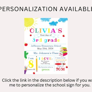 Editable Back to School, First Day of School Sign Printable, 1st Day ...