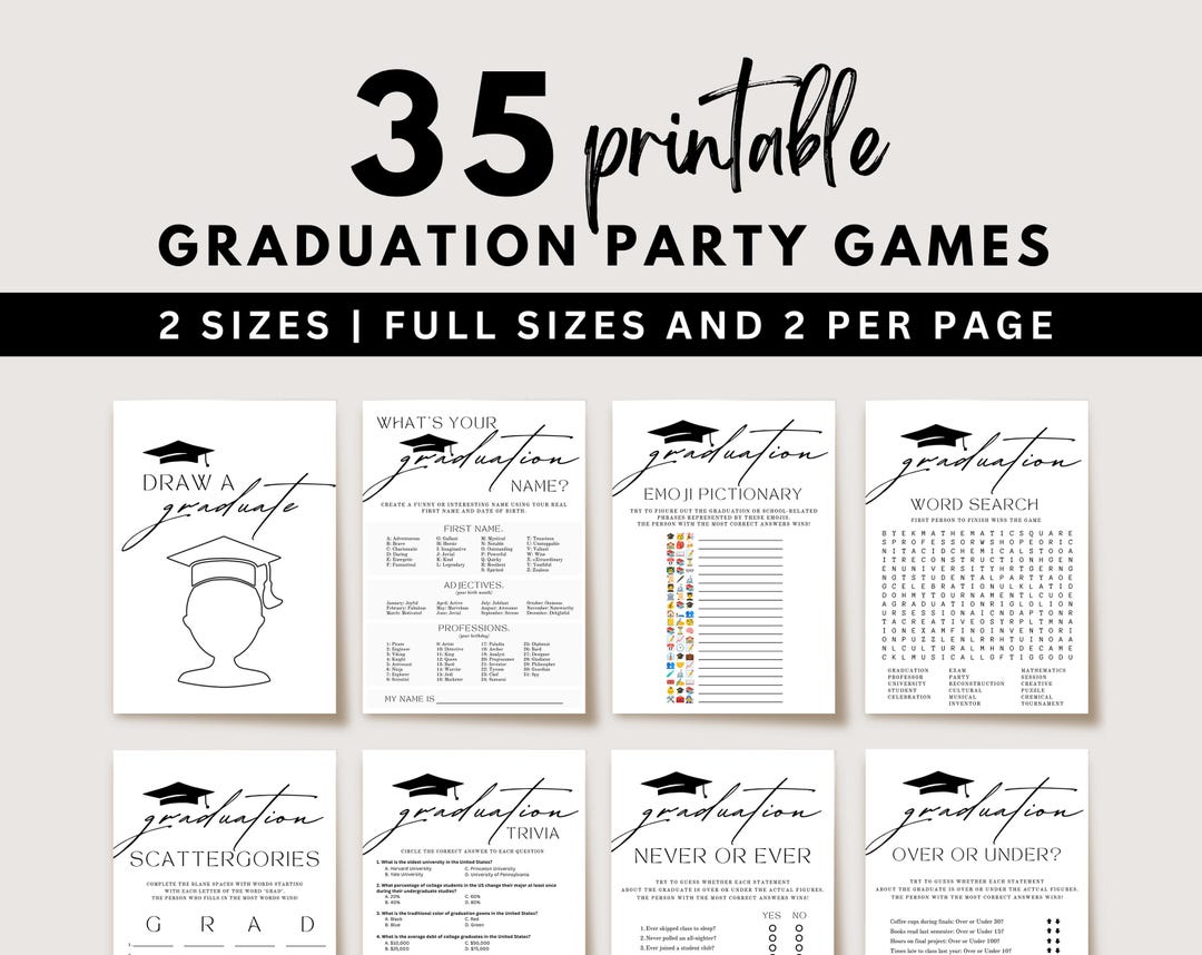 Minimalist Graduation Games – 2025 Party Games Bundle for High School ...