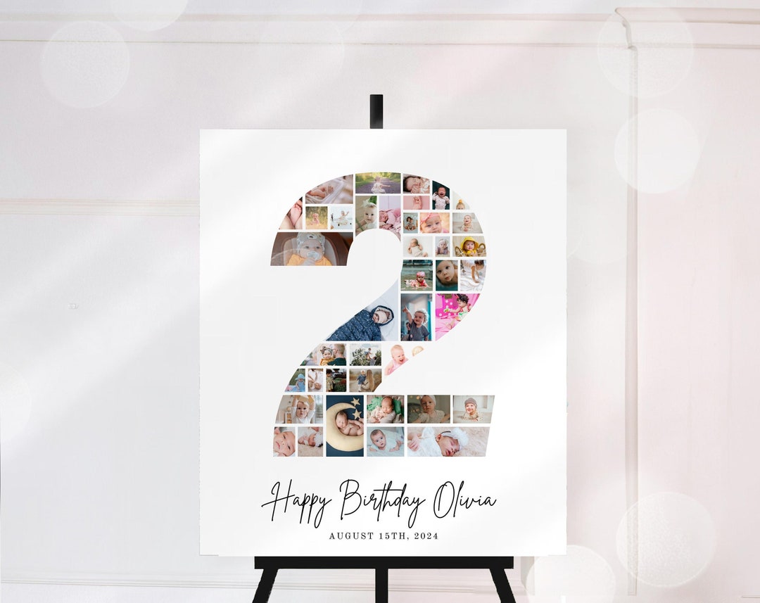 Editable 2nd Birthday Poster, 2nd Birthday Picture Collage, 2 Year ...