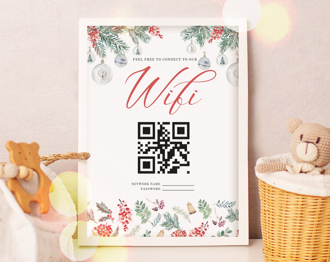 Editable Christmas Baby Shower Wifi QR Code Sign, Winter Baby Shower Wi ...
