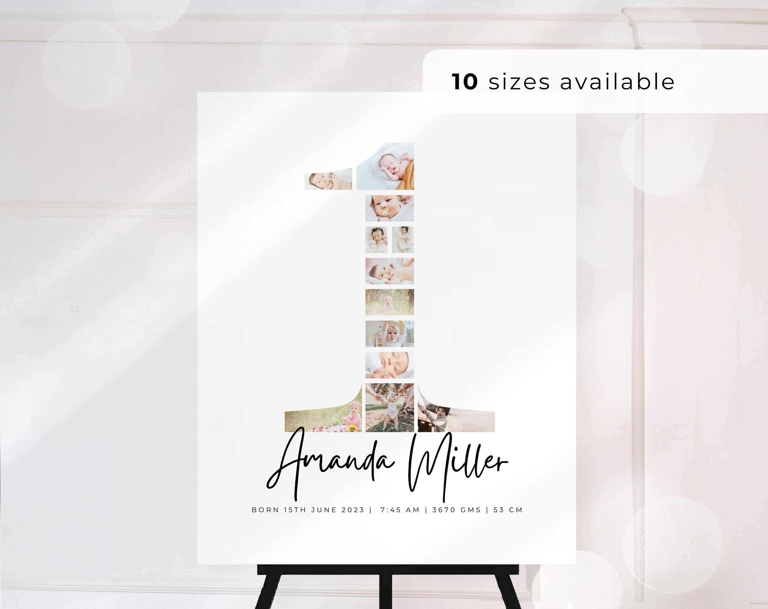 Editable First Birthday Photo Collage: Modern Minimalist Design ...