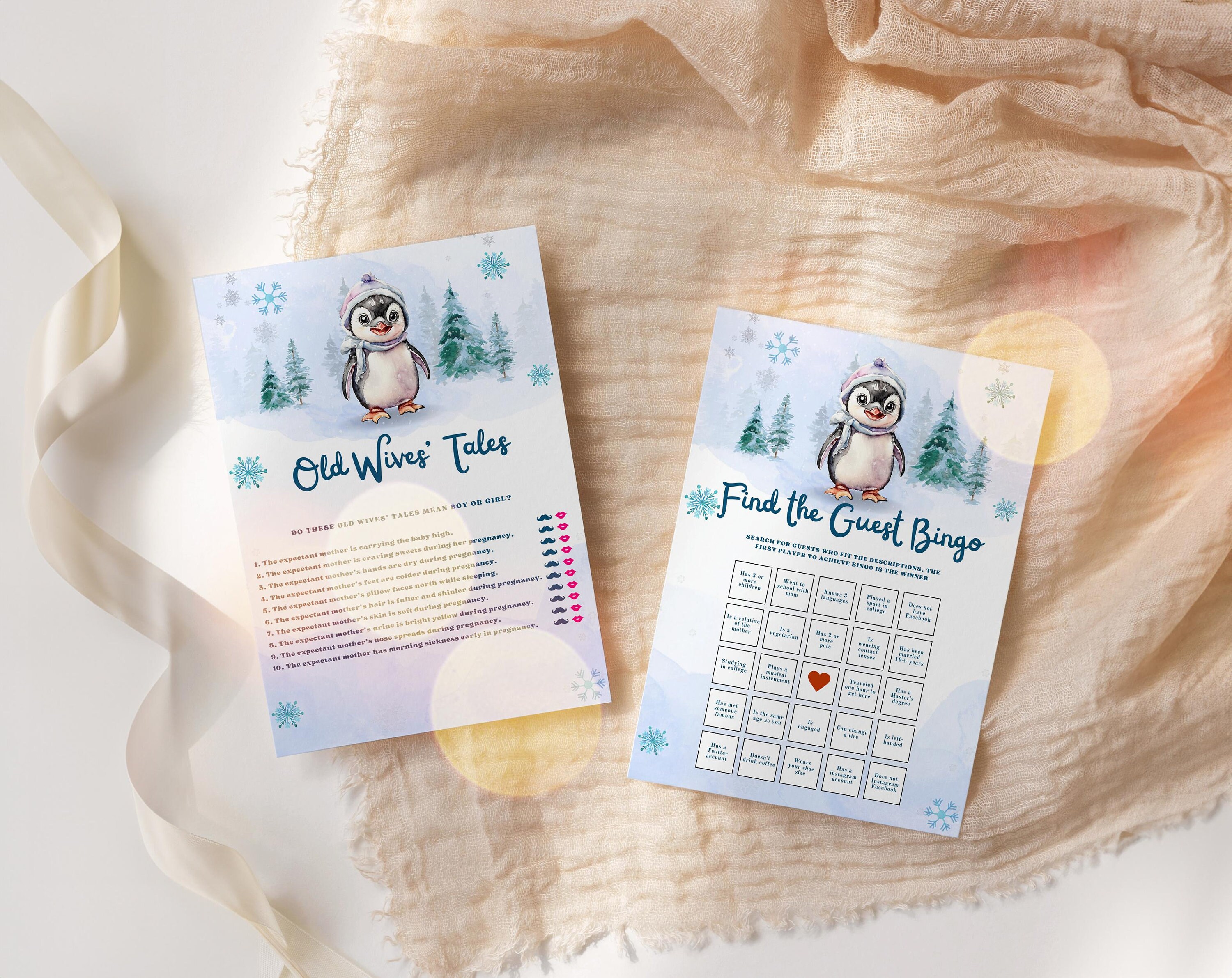 Editable Penguin Baby Games Bundle Woodland Baby Shower - Etsy