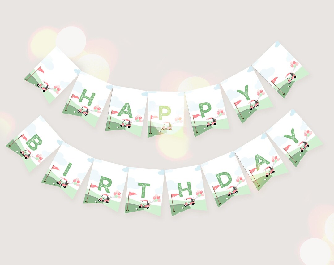 Editable First Birthday Golf Banner for Girl: Pink Hole-in-one Theme ...