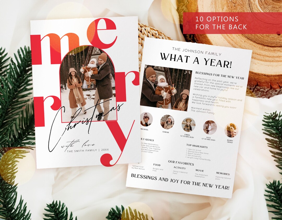 Christmas Newsletter Card Template – Editable Merry Christmas Photo ...