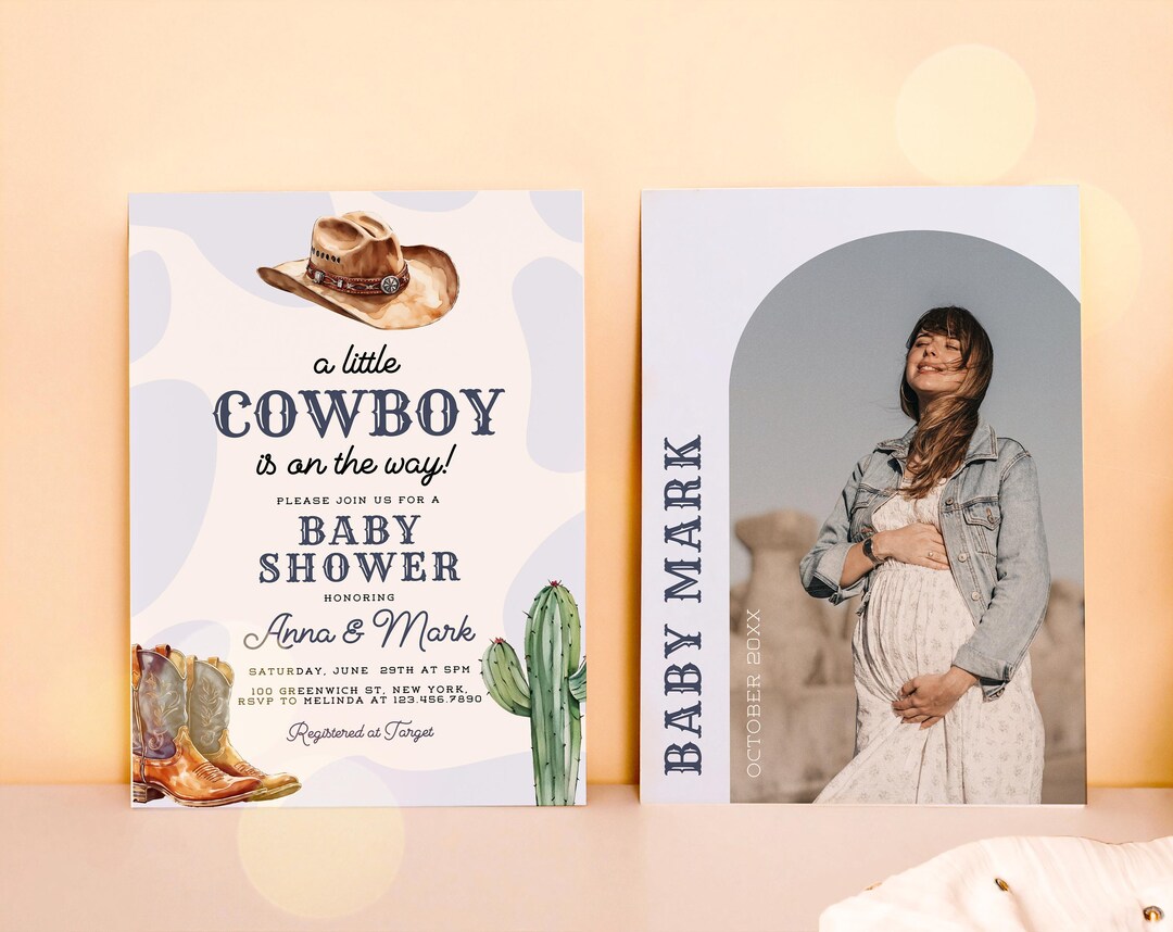 Invitación de baby shower de vaquero, invitación de baby shower ...