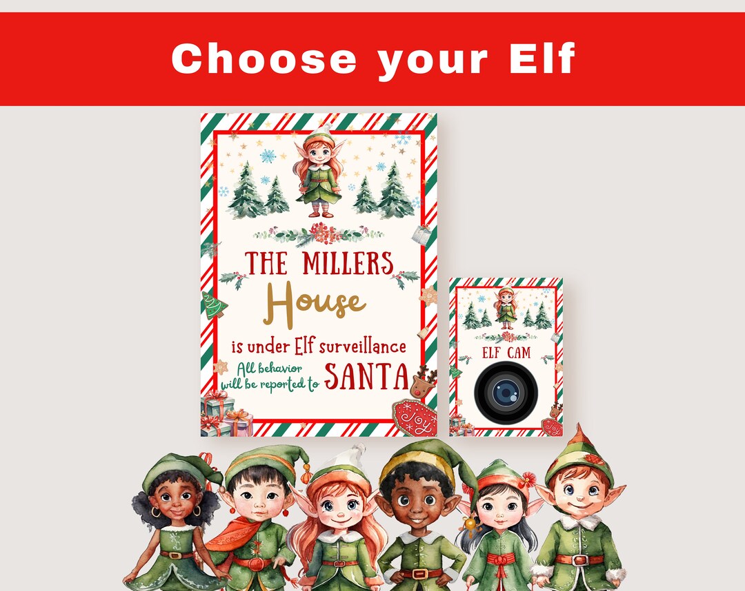 Editable Elf Surveillance Sign, Elf Cam Sign, Elves Are Watching Sign ...