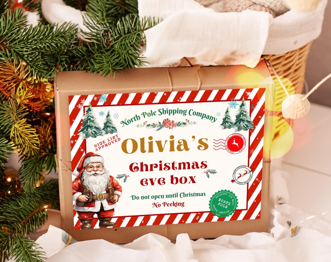 Christmas Eve Box Labels – From Santa Tags, Printable Christmas Gift ...