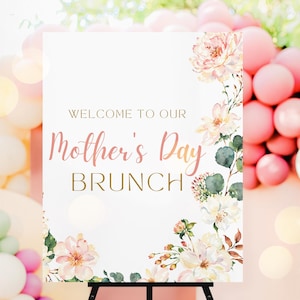 Pink Floral Mother's Day Brunch Welcome Sign (canva Template) - Etsy